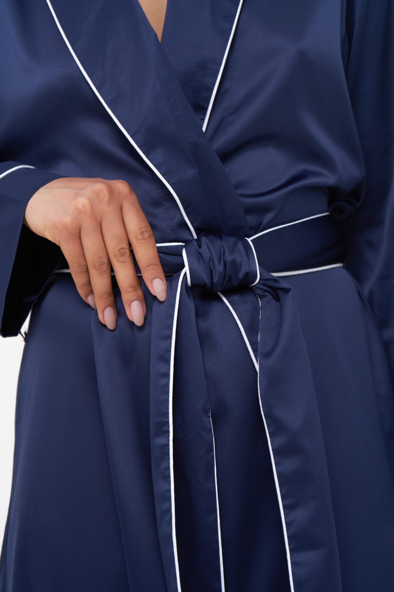 Women's Navy Dressing Gown - IDENTITY LINGERIE