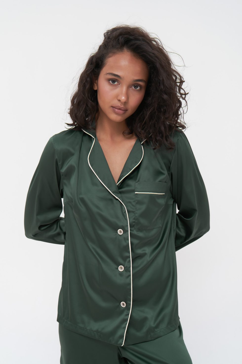 Green Satin Pyjamas for Women - IDENTITY LINGERIE
