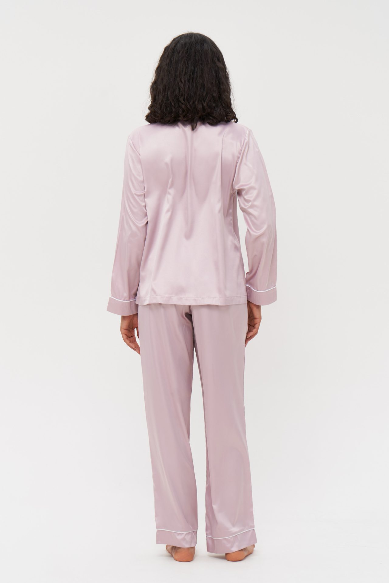 Pink Silk Satin Pyjamas, Button Up Pajamas Sets PJs | IDENTITY