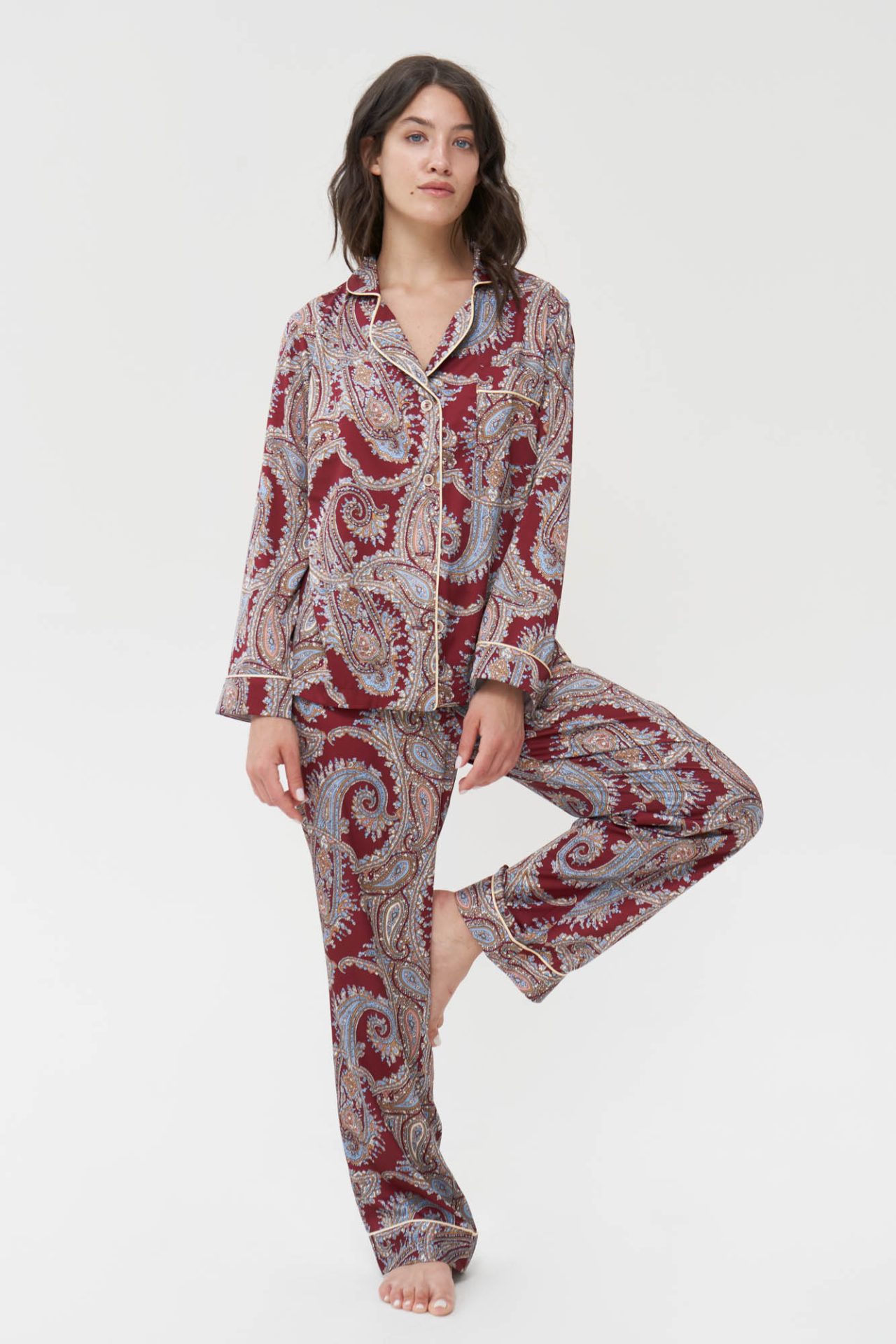 Paisley Silk Dressing Gown, Long Satin Robes Women | IDENTITY