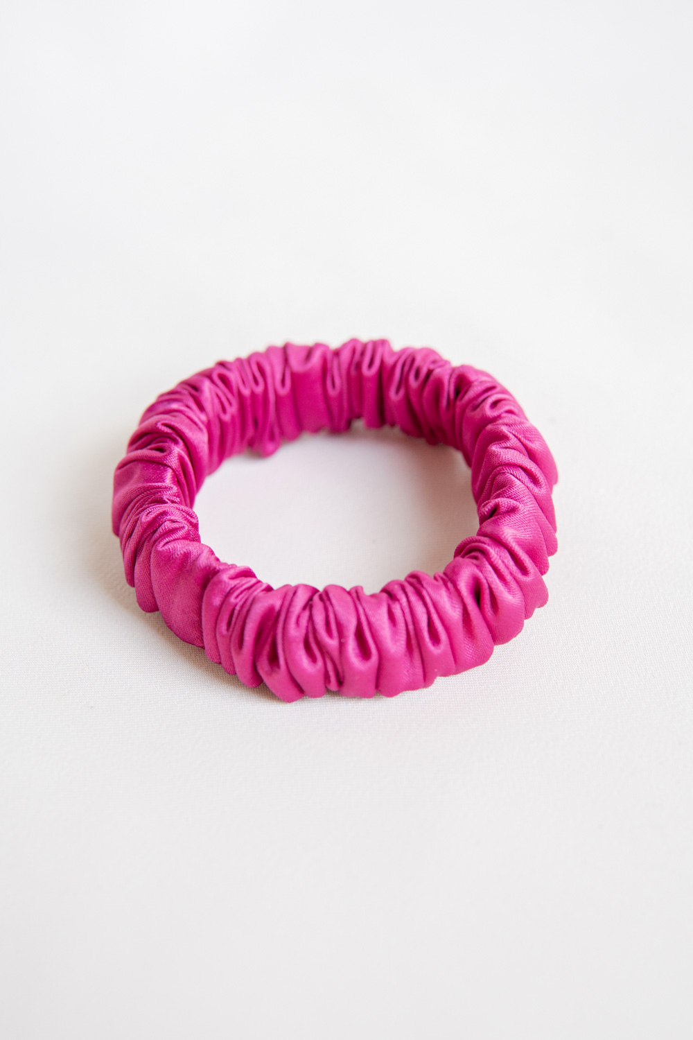 Fuchsia Scrunchies, Small Satin Hair Ties for Women