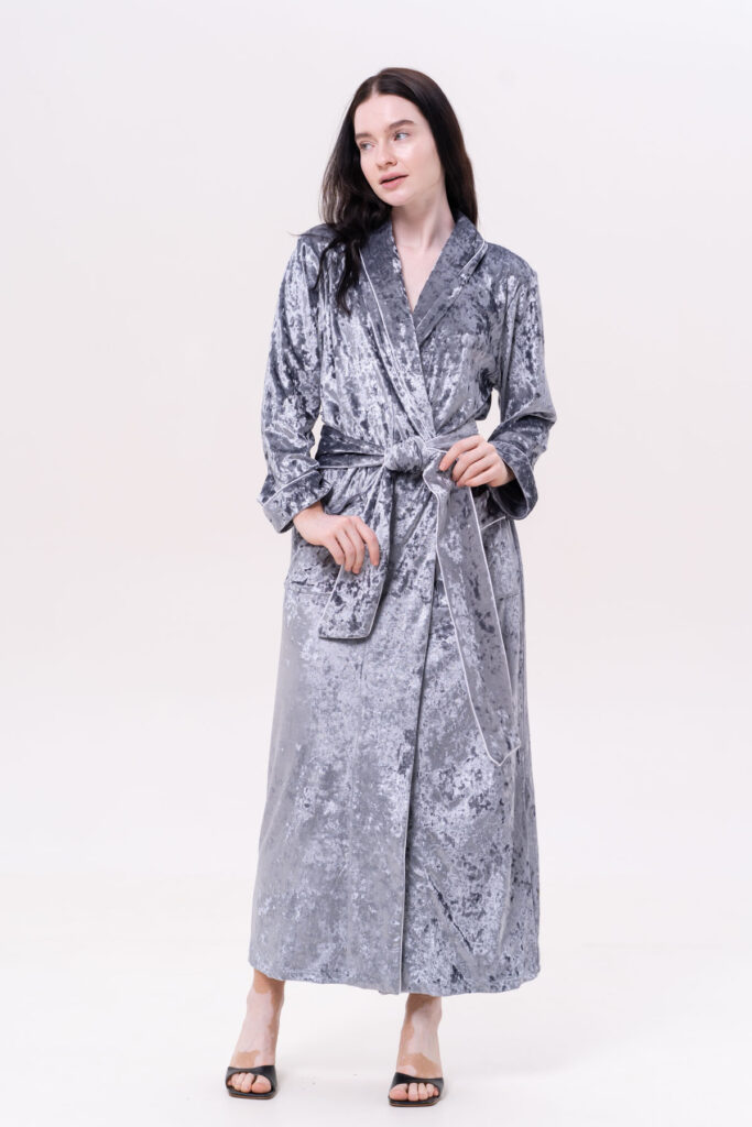 Blue Velvet Robe, Long Winter Warm Dressing Gowns Womens